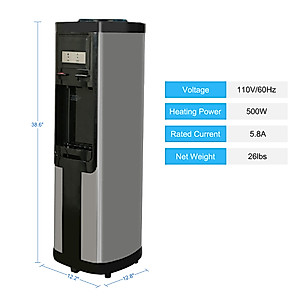 Vilobos Top Loading Water Dispenser Hot/Cold Water Cooler Dispenser-Holds 3 or 5 Gallon Bottles, Child Safety Lock,Removable Drip Tray for Home Office,Black