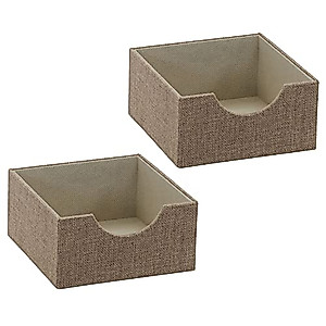Household Essentials Double Accessory Organizer Tray, Small Square Organizer, Sleek and Stylish, Sturdy Frame with Fabric Covering, Brown