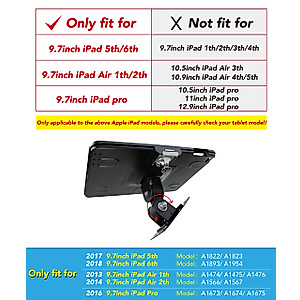 WeSTRUGGLE On Wall Mount bracket for iPad 9.7"(6th,5th,Gen.), 9.7"Air1& 2, iPad 9.7"Pro, Excluding iPad 9.7"(1th,2th,3th,4th,Gen.),Anti Theft Lock , Rotate Design Arbitrary ,Multi Angle, Metal,(Black)