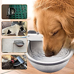 APlayfulBee Automatic Waterer Livestock Water Bowl Stainless Steel Trough with Float Valve for Cattle Cow Pig Sheep Pet Dog with Drain Plug