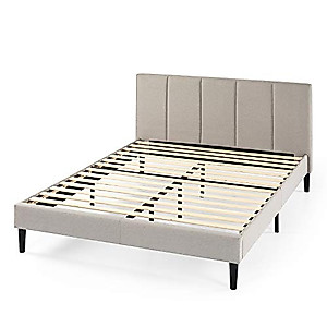 ZINUS Maddon Upholstered Platform Bed Frame, Mattress Foundation, Wood Slat Support, No Box Spring Needed, Easy Assembly, Beige, Full