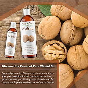 Walnut Oil 4 fl. oz. - Cold Pressed 100% Pure Natural - Skin, Body, Face, and Hair Growth Moisturizer. Great For Creams, Lotions, Lip balm and Soap Making