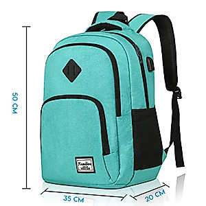 YAMTION School Backpack for Teen Girls and Boys,Laptop Bookbag for College with USB Charging Port,Green