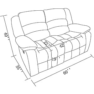 Blackjack Furniture Winthrop 60" Modern Manual Reclining Loveseat, Soft Microfiber Upholstery, Extra Padded Back, Lumbar Support & Smooth Reclining Mechanism, Space-Saving Recliner, Loveseat, Brown
