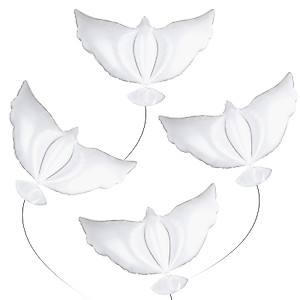 Prasacco 4-Piece White Dove Balloons, Biodegradable Funeral Decorations, Party Supplies for Memorial, Wedding, Engagement, Birthday, Anniversary