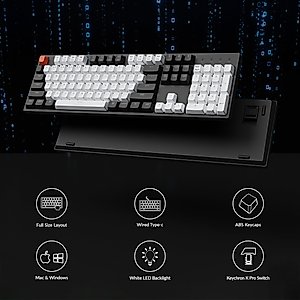 Keychron C2 Full Size 104 Keys Wired Mechanical Gaming Keyboard for Mac Layout, K Pro Brown Switch/White LED Backlight/Double Shot ABS Keycaps/USB C Computer Keyboard for Windows Laptop