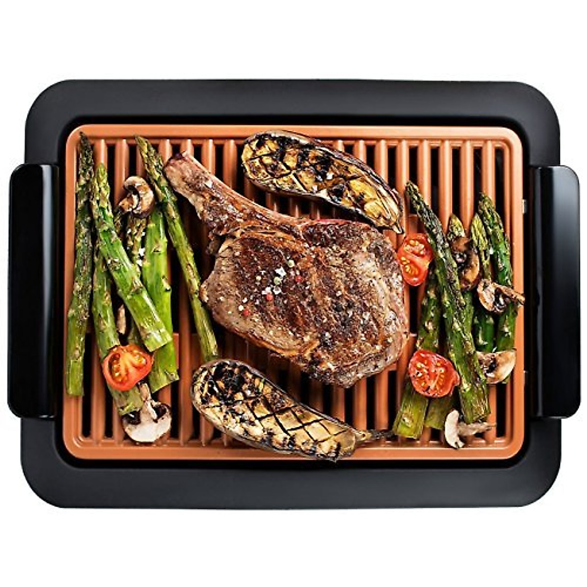 Gotham Steel Smokeless Indoor Grill, Nonstick Indoor Smokeless Grill with Ceramic Coating & Adjustable Heating, Indoor Grill Electric Smokeless with Dishwasher Safe Removable Grill Plate, Toxin Free