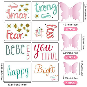 20 Sheets Inspirational Wall Decals Girl Quote Set 12 Sheets 3D Butterfly, Smart Strong Fearless, Be Bright, Be Happy, BeYouTifu Vinyl Decals Sayings Art Vinyl for Bedroom Classroom