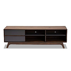Baxton Studio TV Stands, Grey/Walnut