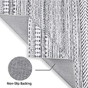 RUGSREAL 2' x 12' Runner Rug Extra Long Hallway Runner Rug Washable Indoor Runner Rug Non-Slip Boho Kitchen Runner Rug Geometric Runner for Living Room Bedroom Laundry, Grey 2'x12'