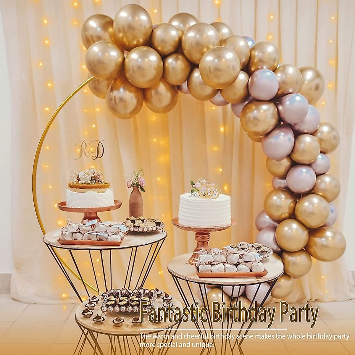 Wedding Arch Round Backdrop Stand Wedding Arches for Ceremony Wedding Arch Stand 6.6ft Round Balloon Arch Frame Golden Balloon Arch Stand Round Balloon Backdrop Frame (6.6ft Gold)