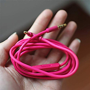 Alitutumao Solo Cable Replacement Cord with Inline Remote Control Microphone Compatible with Beats by Dr Dre Solo Studio Pro Detox Mixr Executive Pill Wireless Headphones (Pink)
