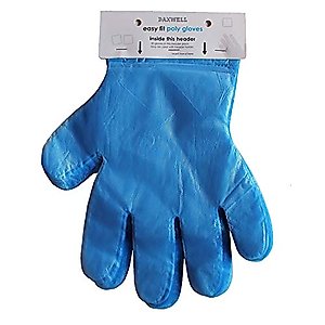 Daxwell Poly Gloves, Easy-Fit Food Prep Gloves, Header Gloves, One Size Fits All, Blue, With Wall Mount, F10003538 (Case of 1,000, 20 Cards of 50)