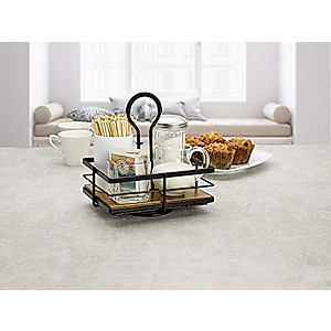 Gourmet Basics by Mikasa Nova Acacia Wood Rotating Condiment Caddy, 8.75 Inch, Black,5270309