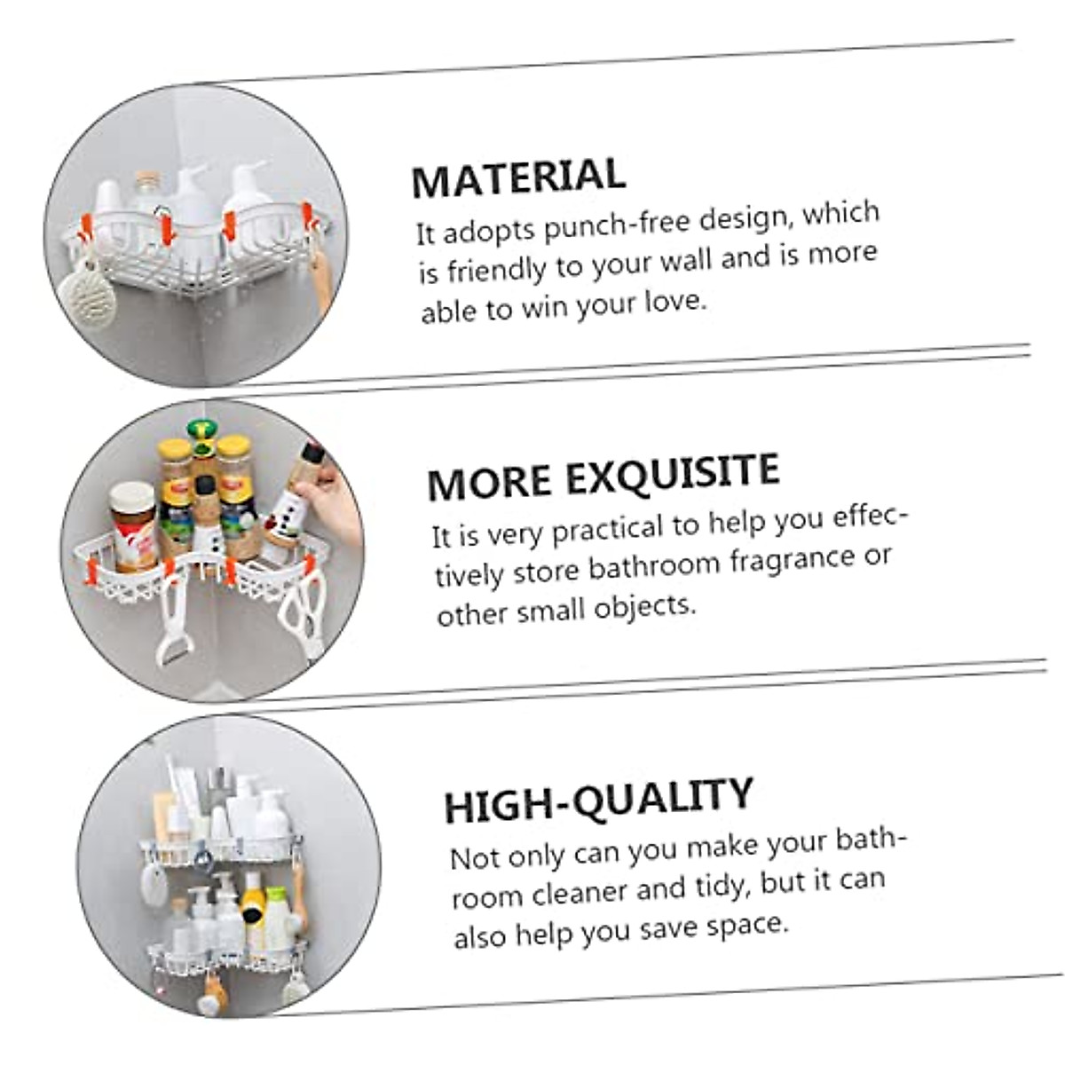 Veemoon 2pcs Shelf Corner Shelves Wall Mounted Storage Shelves Adhesive Bathroom Shower Rack With Hook Pp Organizer