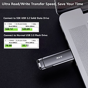 SSK 1TB USB Drive, External SSD Fast 550MB/s 2-in-1 Dual Drive USB Type C+ USB A 3.2 Gen2 Solid State Thumb Drive SSD Stick for iPhone 15/PS4/Android Phone/Tablet/Windows/Mac