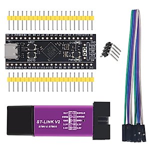 DWEII 1PCS STM32F411 Development Board V3.0 STM32F411CEU6 STM32F4 Learning Board 100MHz Clock 512kB Flash and 128kB RAM with 1 PCS ST-Link V2 (Random Color) Support for MicroPython/Programming