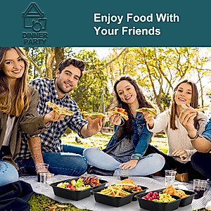 Meal Prep Containers 2 Compartment- 50Pack 30OZ Food Prep Containers With Lids, Disposable To Go Food Containers, Take Out, Stackable, Leakproof & Food Safe, Microwave, Freezer, Dishwasher Safe