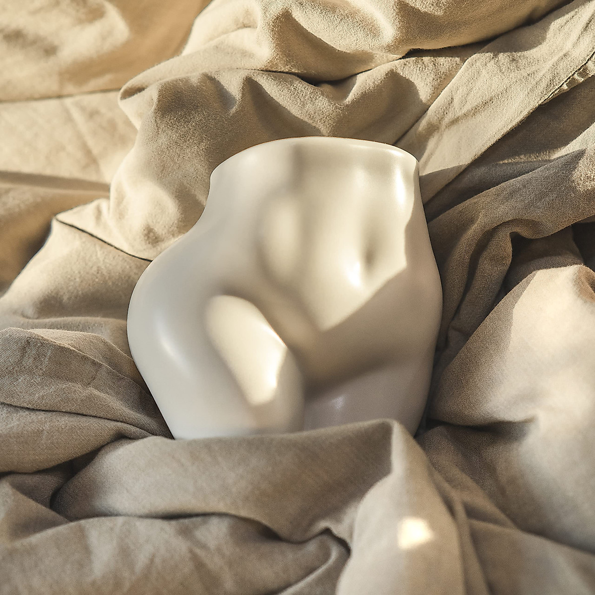 The Peachy Planter Body Vase - White Ceramic Vases for Home Decor, Female Body Vase for Boho Home Decor, Body Vase Female Form for Minimalist Decor, White Ceramic Vase with Drainage Holes