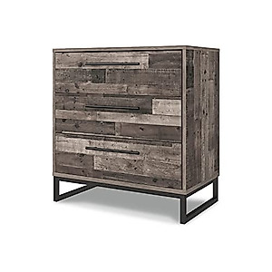 Signature Design by Ashley Neilsville Industrial 3 Drawer Chest of Drawers, Butcher Block Gray