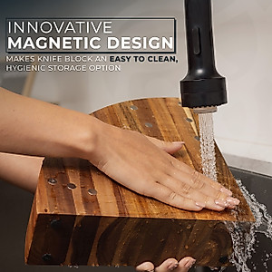 Elegant OTTAVA Magnetic Knife Block Attaches 10 Knives - Sanitary Magnetic Knife Holders - Magnetic Knife Holder Gift - Magnetic Knife Blocks Elevate Kitchen Space