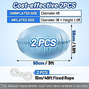 2pcs 4ft Dia. Pool Air Pillows for Above Ground Pools & Patio Furniture Cover Airbag - Winter Closing Winterizing Kit with Ropes, Thicken PVC Ice Equalizer Support Swimming Pool Covers