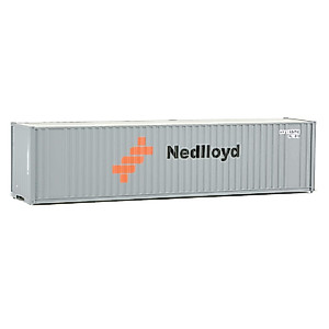 Walthers SceneMaster HO Scale Model of Nedlloyd (Gray, Orange, Black) 40' Hi Cube Corrugated Container W/Flat Roof,949-8219