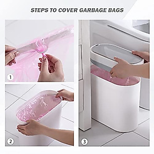 Bathroom Trash Can with Lid - SYNCVIBE 2 Gallon Slim Motion Sensor Garbage Can Narrow Automatic Plastic Trash Bin for Bedroom, Living room, Toilet, Office (White)