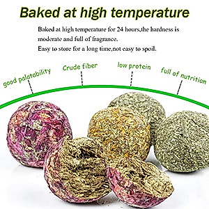 Hamiledyi Rabbit Chew Toys,Timothy Hay Ball Natural Flower Flavored Bunny Chew Treats Molar Snacks for Guinea Pig Chinchilla Gerbil Squirrel Teeth Grinding(34 Pcs)