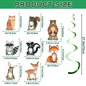16Pcs Woodland Baby Shower Hanging Swirls Decorations, Woodland Animal Swirls Ceiling Streamers Decor, Forest Themed Birthday Party Supplies, Wild One Birthday Party Decorations for Boys Kids