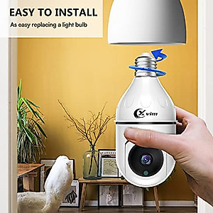 XVIM 3MP Bullet Camera, 2.4Ghz Light Bulb Security Camera, Indoor Bullet Camera, Night Vision and Motion Detection, 2 Way Audio