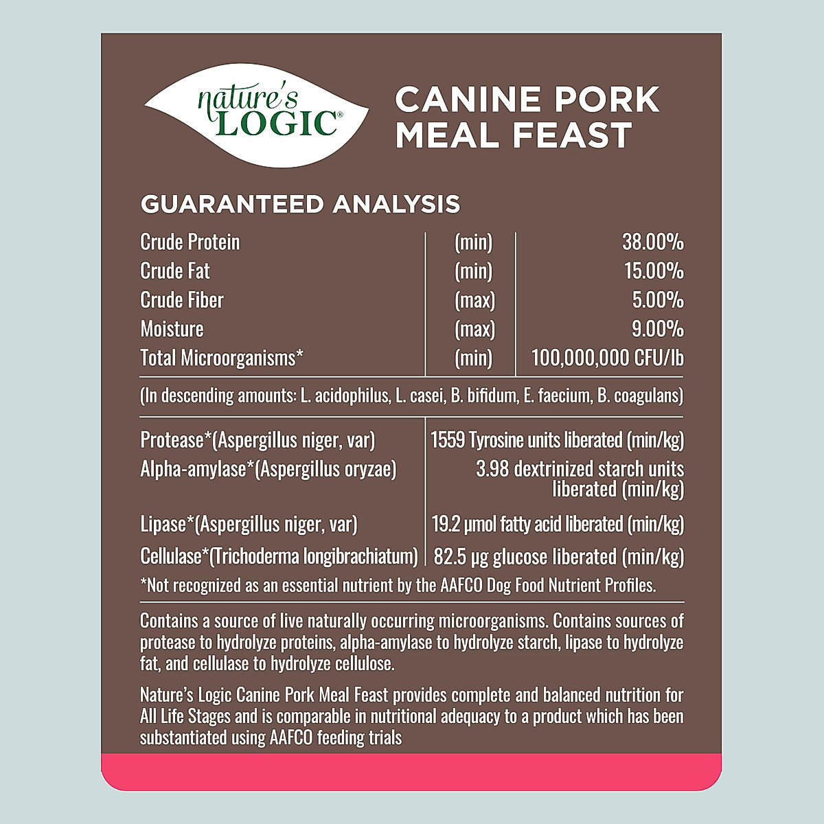 NATURE'S LOGIC Dog Food Canine Meal Feast, Pork