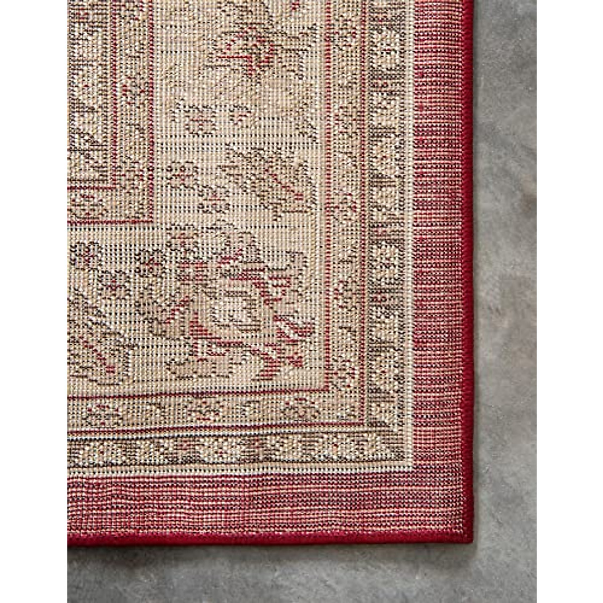 Unique Loom Sialk Hill Collection Area Rug - Washington (5' 3" x 8' Rectangle, Burgundy/ Cream)