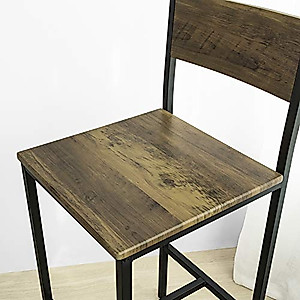 Haotian 3 Piece Bar Set, 1 Bar Table and 2 Stools, 3 Pieces Dining Set, Home Kitchen Breakfast Bar Set, Furniture Dining Set, Natural OGT03-XL