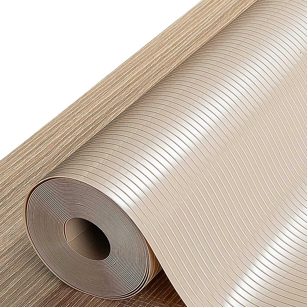 SinhRinh Drawer and Shelf Liner, 12IN x 20FT Non Slip Non Adhesive Cabinet Liner for Kitchen and Desk - Beige Ribbed