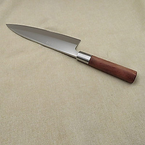 LICAIDAO Deba Knife, Fish Fillet Knife, Stainless Steel Single Bevel Japanese Kitchen Knife for Fish Cutting with Ergonomic Handle, 210mm