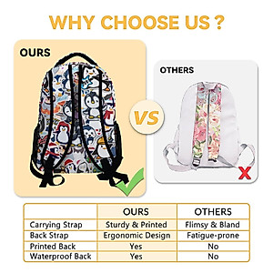 COOPASIA Cute Penguin Backpack, 16 Inch Animal Theme Bookbag with Adjustable Straps, Durable, Lightweight, Large Capacity, School Backpack for Kids Girls Boys