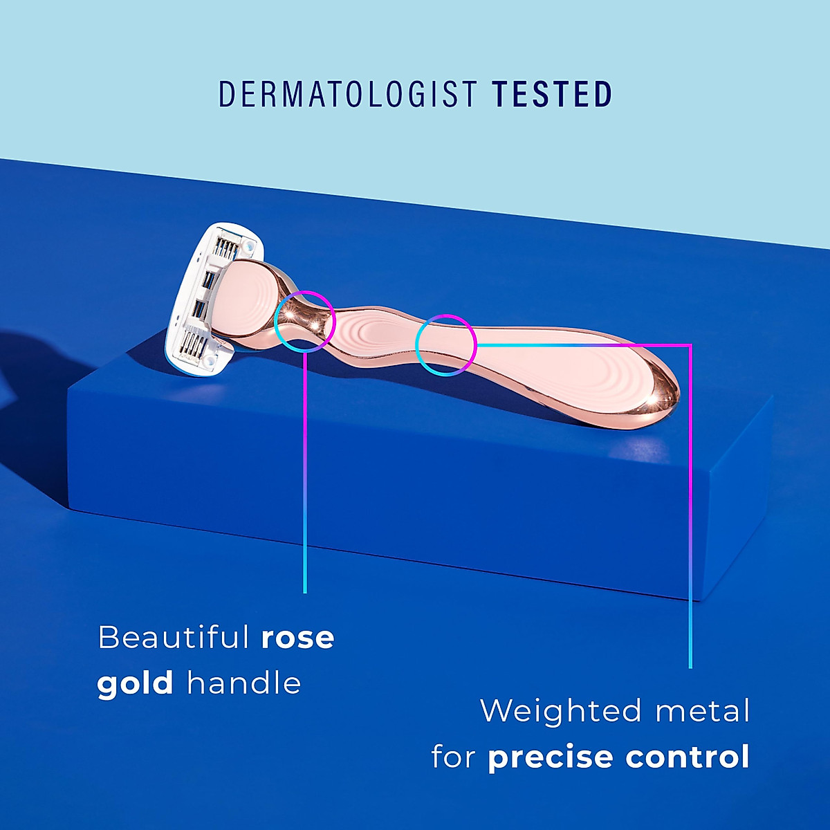 Schick Hydro Silk Rose Gold Metal Razor for Women | Womens Razors, Travel Razor, 5-Blade Razors for Women | 1 Handle & 2 Razor Refills