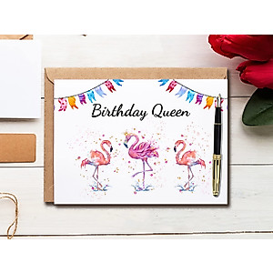 Birthday Queen - Birthday Card Flamingo - Happy Birthday Card For Women - Birthday Card For Her - Meaningful Greeting Cards.