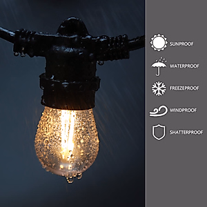 RuiAoTD 25Pack S14 LED Replacement Light Bulbs, Shatterproof Outdoor String Plastic Light Bulbs, 2W Equivalent 20W, E26 Base, 2200K Warm White LED Vintage Light Bulbs, Non-Dimmable