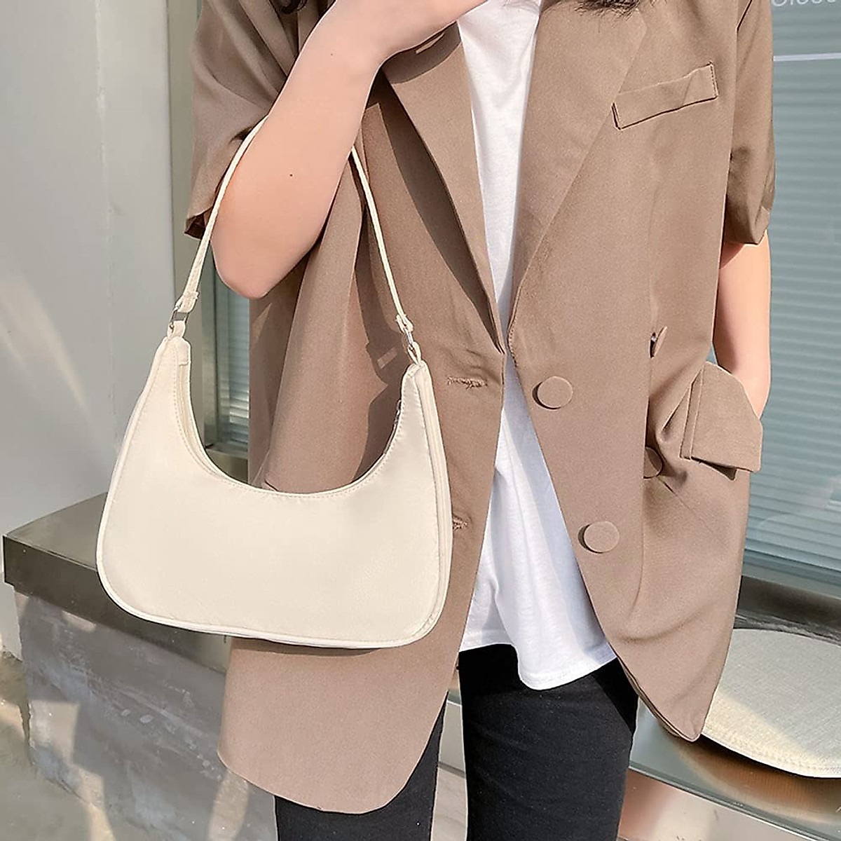 BMTLFG Shoulder Bags for Women, Women's Shoulder Handbags, Underarm Bag Crescent, Clutch Purse with Zipper, Retro Business Leisure Beige