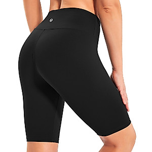 IUGA Biker Shorts for Women High Waist, Ultra Soft Womens Workout Shorts with Inner Pocket Opaque Yoga Gym Running Shorts 8" (Black, X-Large)