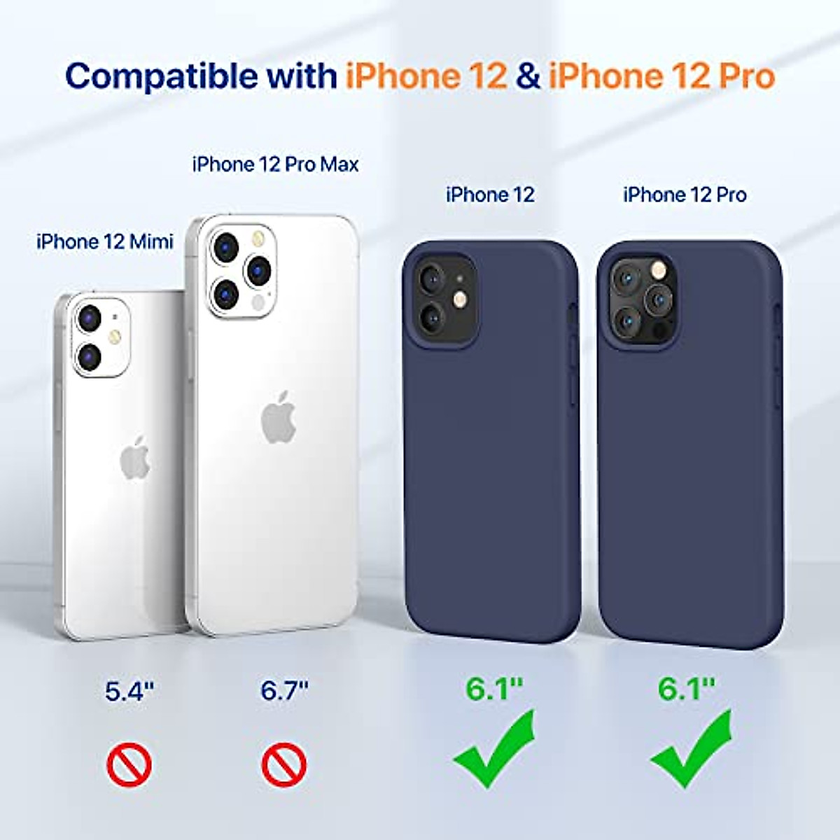 Miracase Compatible with iPhone 12 Phone Case and iPhone 12 Pro Phone Case 6.1 inch(2020),Liquid Silicone Gel Rubber Full Body Protection Shockproof Drop Protection Case(Navy Blue)