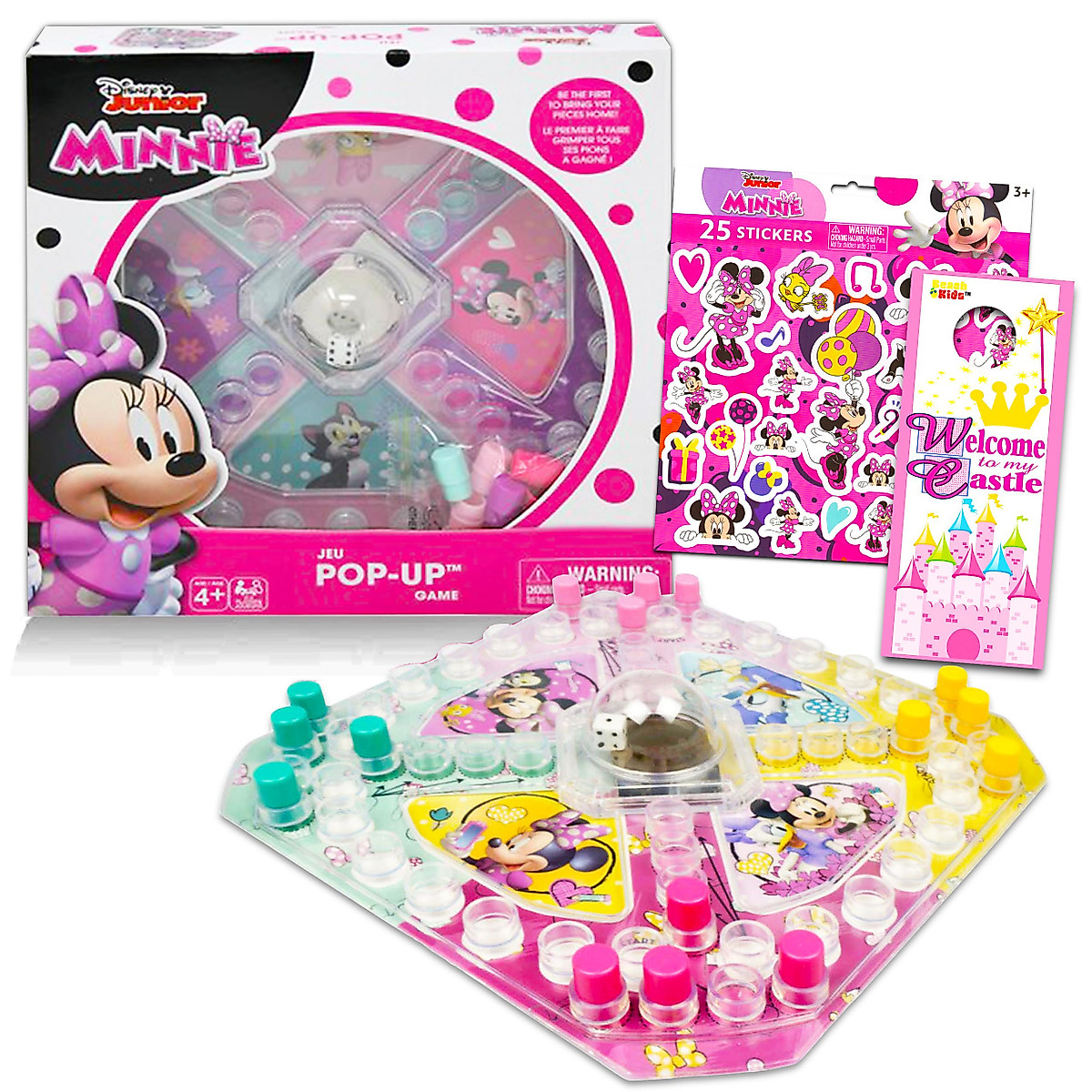 Disney Junior Minnie Mouse Pop Up Game ~ Minnie Mouse Board Game for Kids with Pop Up Dice and Minnie Mouse Stickers (Disney Junior Party Favors and Family Games)