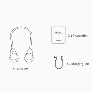 areclern Wireless Portable Speaker Neckband Hands-Free Call Bluetooth Speakers Outdoor Bluetooth Speakers with Subwoofer for Home Desktop Office Black