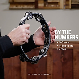 Meinl Percussion HTMT1BK Handheld ABS Plastic Tambourine with Guiro Style Frame, Single Row Steel Jingles,Black