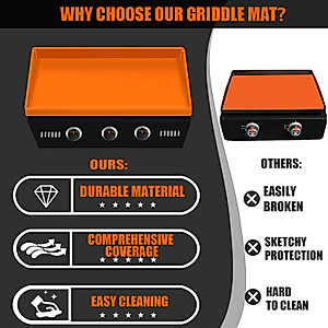 Silicone Griddle Mat Cover for Blackstone: 28 Inch Flat Top Grill Buddy Mats Griddle Grill Deck Protector Outdoor Camping Outside Cooking BBQ Accessories Orange