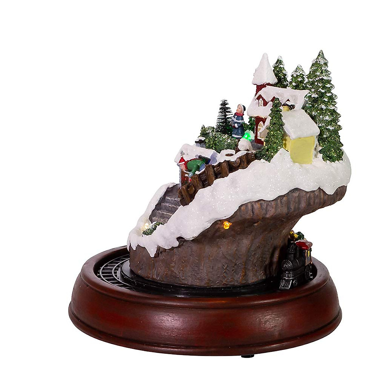 Kurt S. Adler 7.5-Inch Battery-Operated LED Musical Village and Train Table Piece, Multi