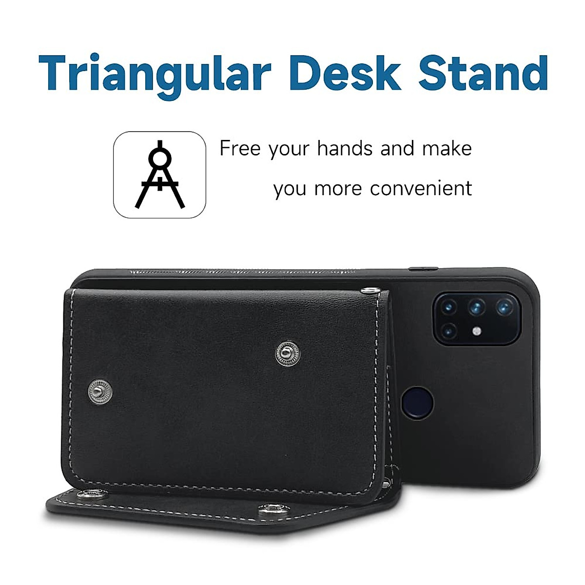 Compatible with OnePlus Nord N10 5G Wallet Case with Crossbody Shoulder Strap and Stand Leather Credit Card Holder Cell Phone Cover for One Plus N 10 G5 1 Plus 10N 1plus One+ 1+ N105G Girls Black