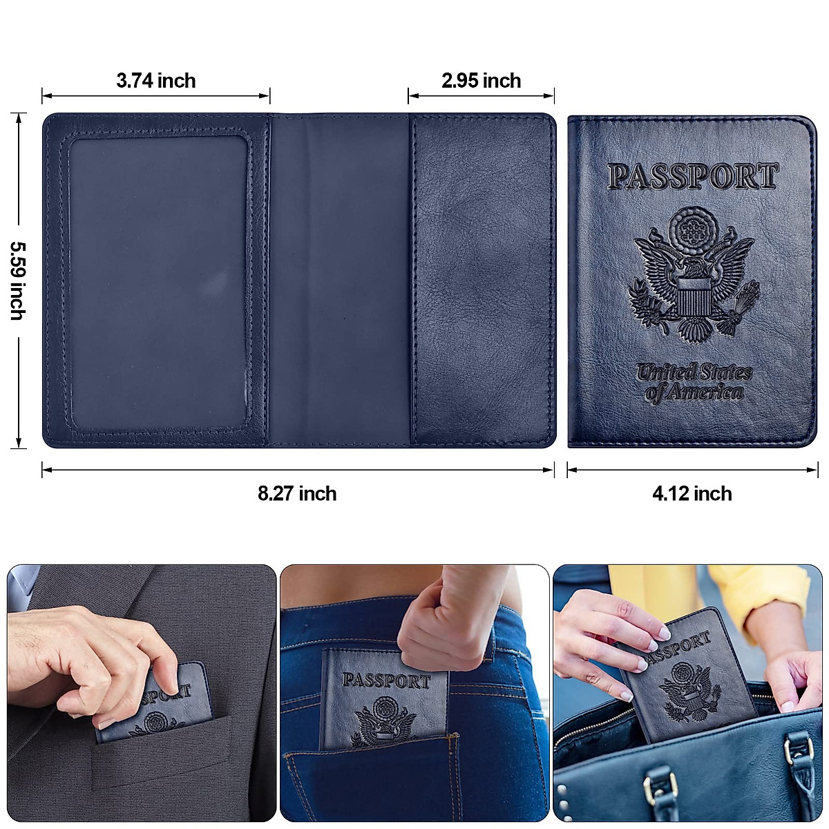 Eoehro 2Pack Passport Holder Wallet Cover Case, Travel Essentials for Women and Men